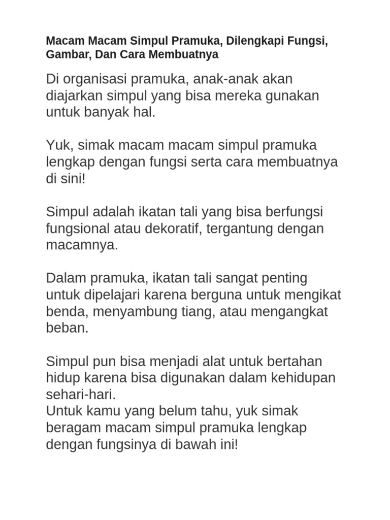 Macam Macam Simpul Pramuka | PDF | Sains & Matematika | Sejarah