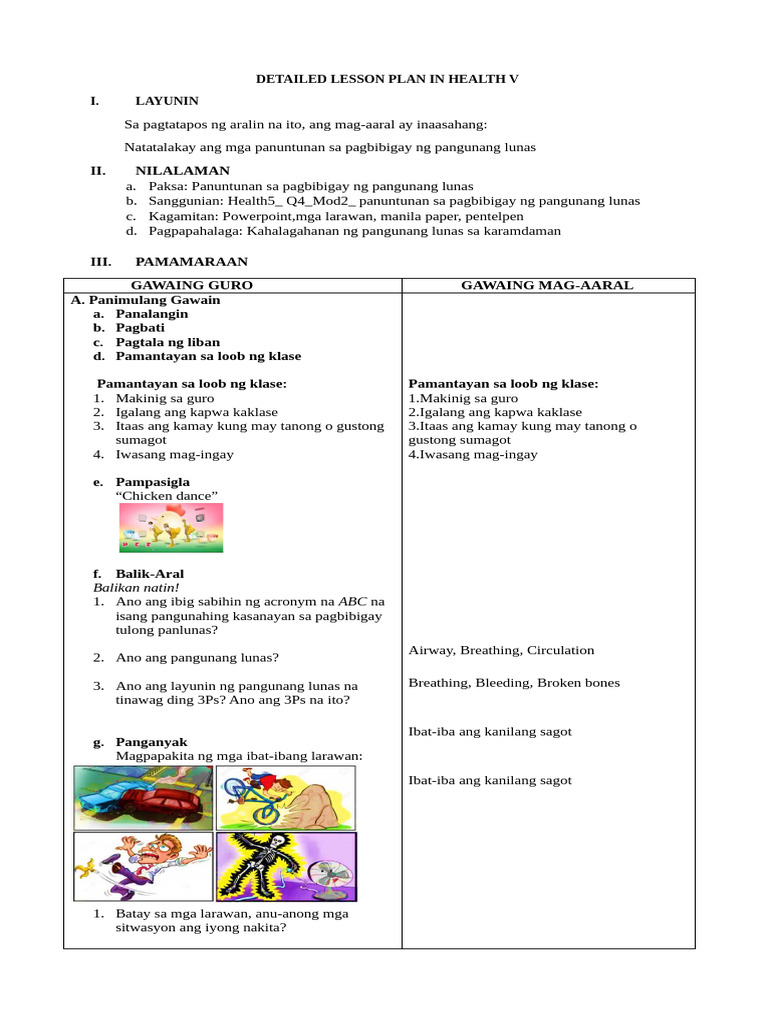 Health Lessonplan Grade5 | PDF