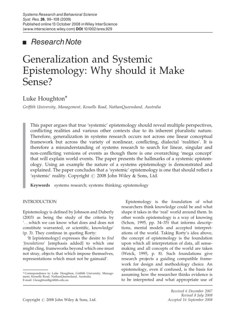 Systems Research and Behavioral Science - 2008 - Houghton ...