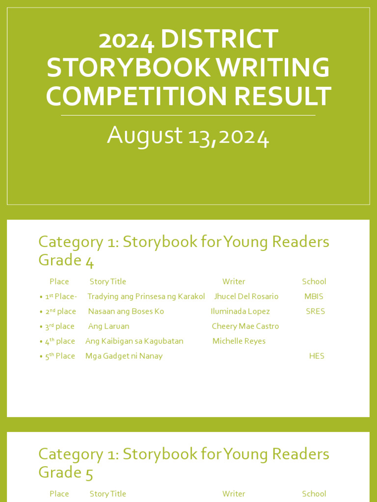 2024 District Storybook Writing Competition ReSULT | PDF