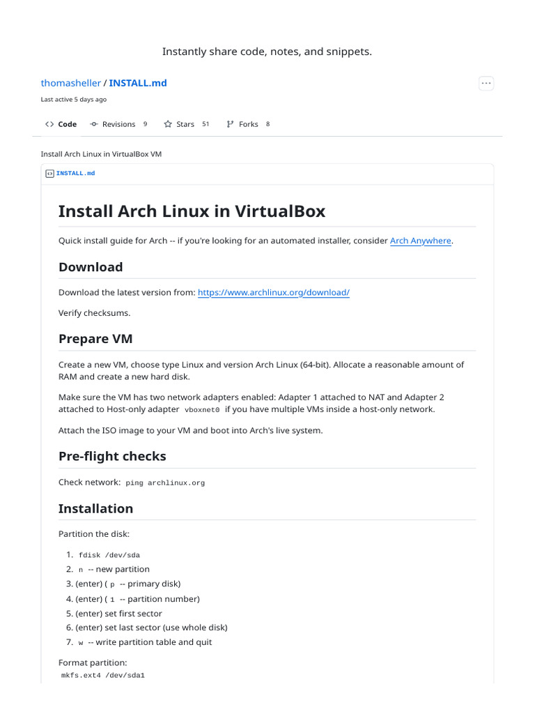 Install Arch Linux In Virtualbox Vm Github Pdf Operating System Technology Computing