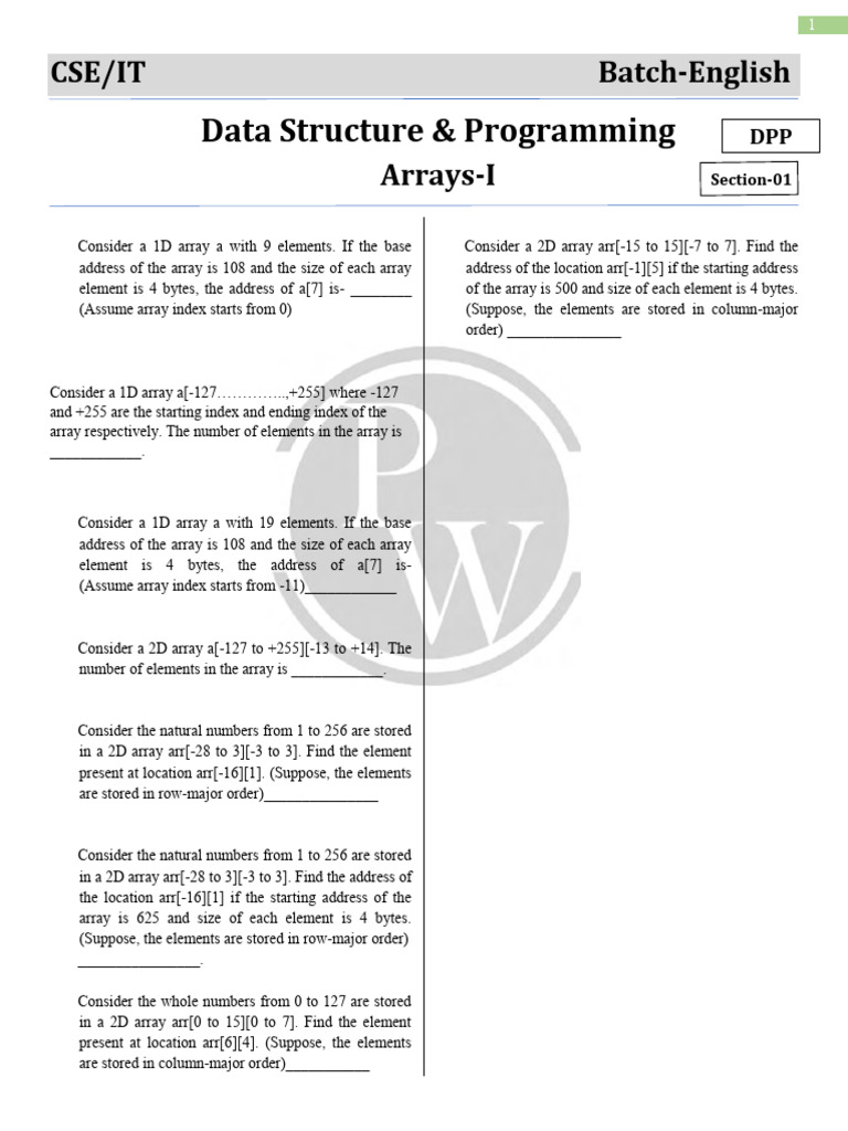 Arrays - DPP | PDF | Computer Programming | Algorithms And Data Structures