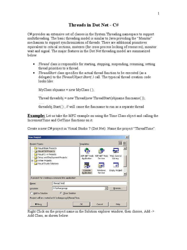 Threads in Dot Net - C#: Example | PDF | Thread (Computing) | C Sharp ...