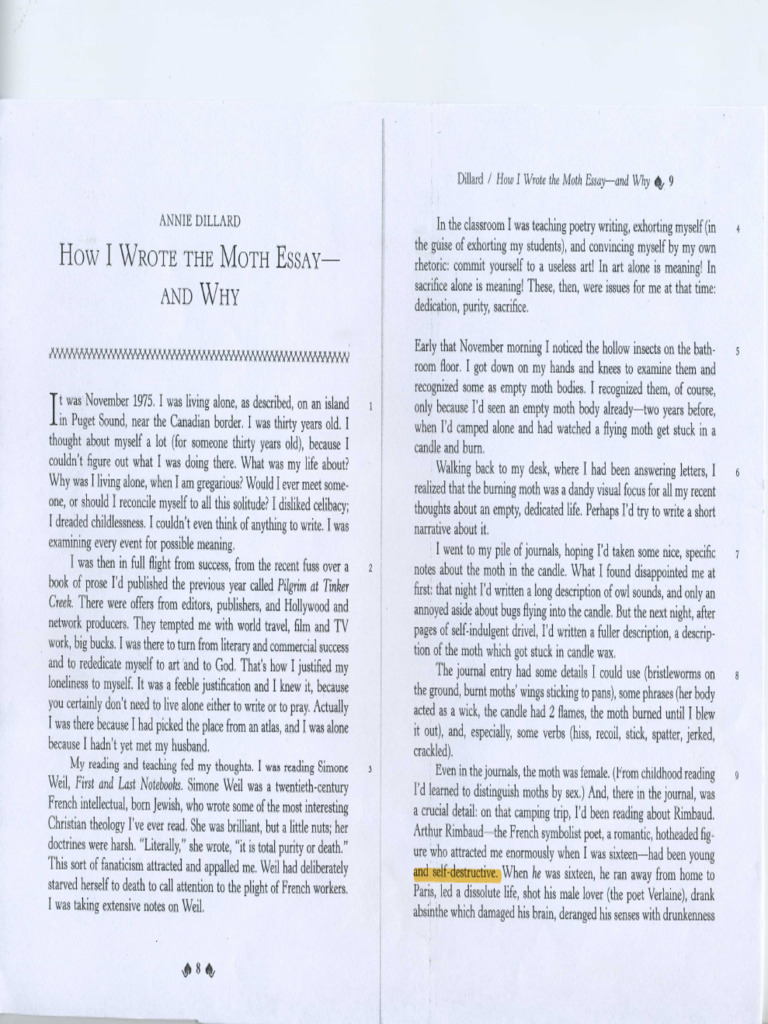 Annie Dillard How I Wrote The Moth and Why | PDF