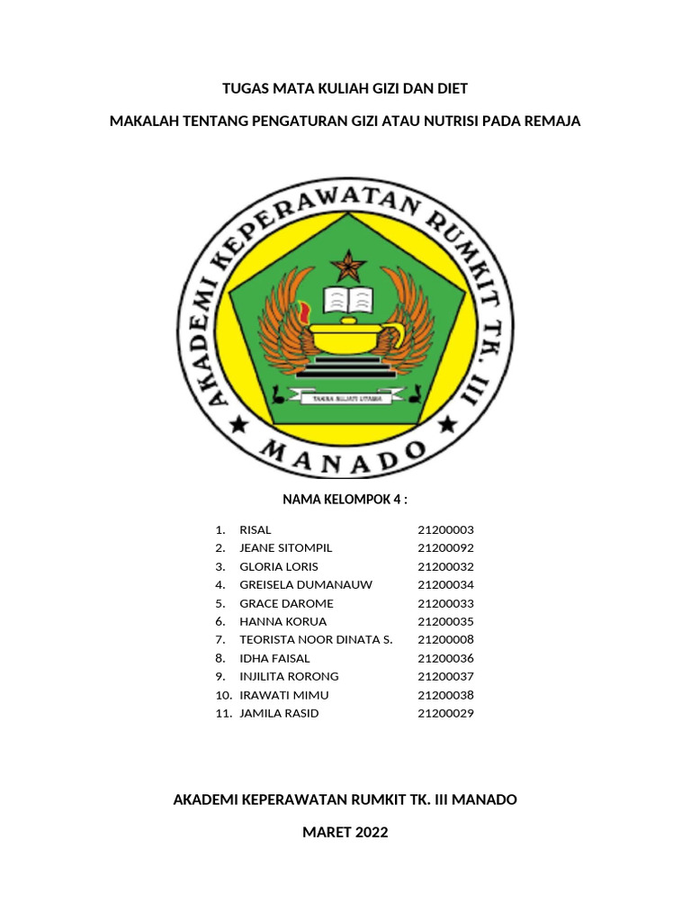 Tugas Mata Kuliah Gizi Dan Diet | PDF
