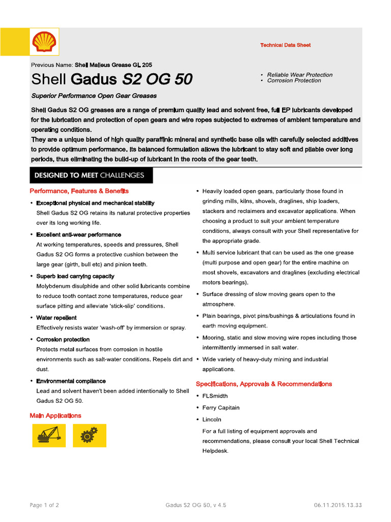 Shell Gadus S2 OG 50 TDS | PDF