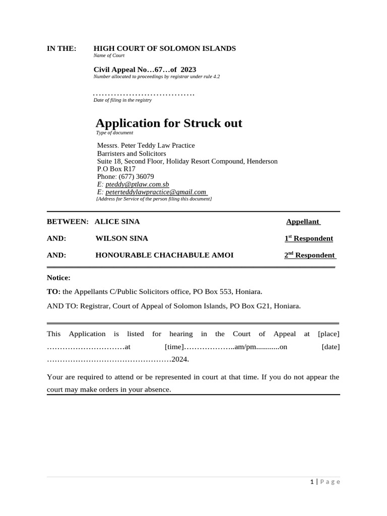 Application to Strike Out Appeal | PDF | Appeal | Judiciaries