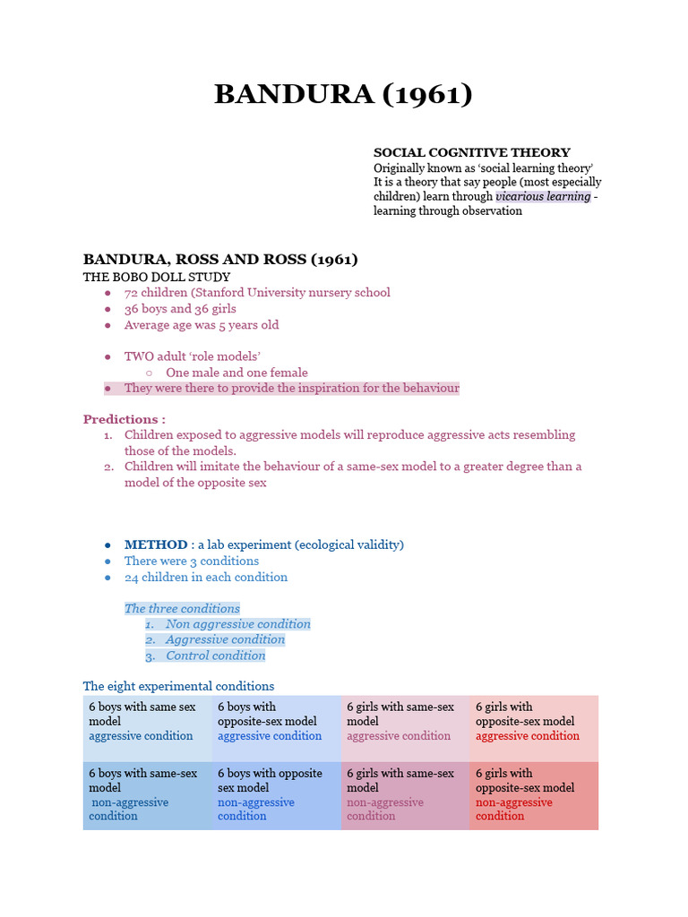 Bandura (1961) | PDF | Neuroscience | Psychological Concepts