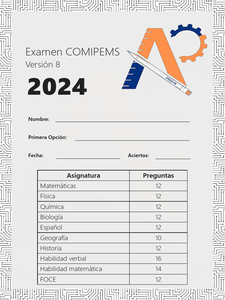Examen Simulacro COMIPEMS 2024 | PDF | Redox | Moléculas