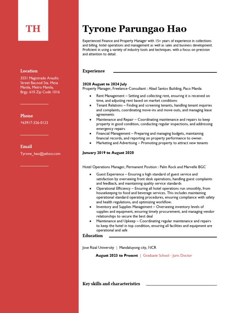 Tyrone Hao - CV - 25 July 2024 | PDF | Procurement | Business