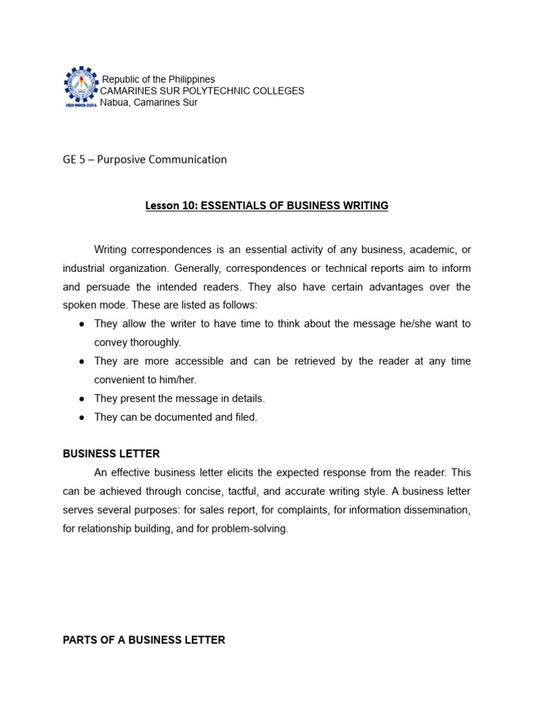 Essentials of Business Writing Guide | PDF | Memorandum | Information