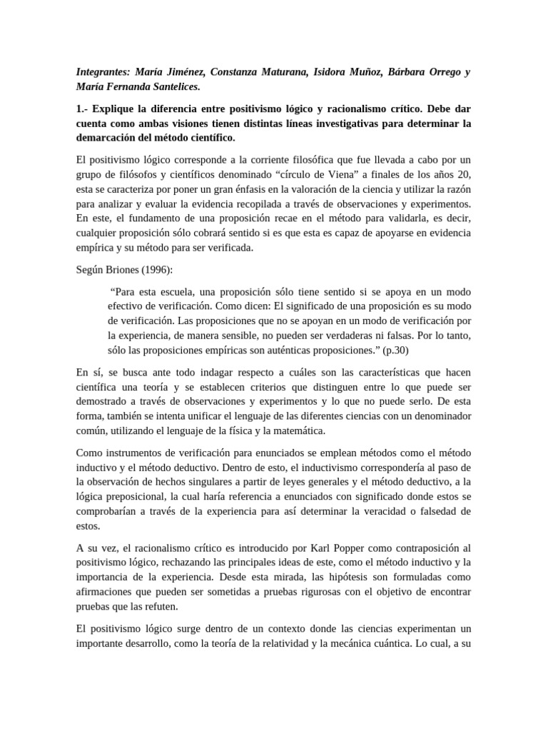 Diferencias entre positivismo y racionalismo crítico | PDF | Método ...
