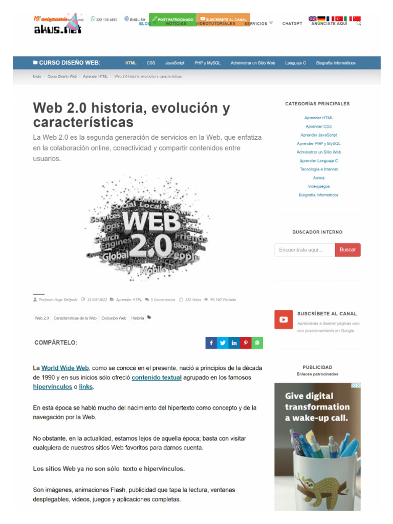 EPBG2 Web 2.0 Historia, Evolución y Características 2024 | PDF