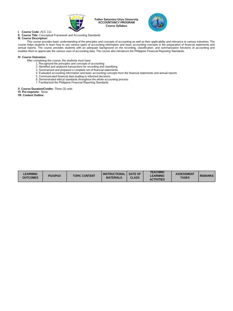 ACC 111 Conceptual Framework Accounting Standards | PDF | Financial Statement | Deferred Tax