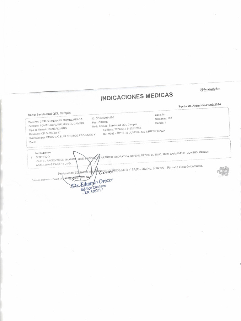 Documentos Carlos Gomez Salud | PDF