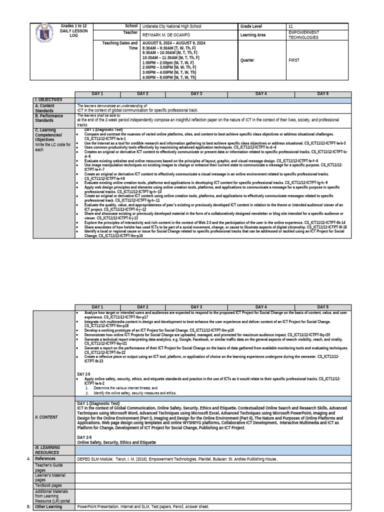Etech-Dll Q1-Week2 | PDF | Educational Technology | Cybercrime