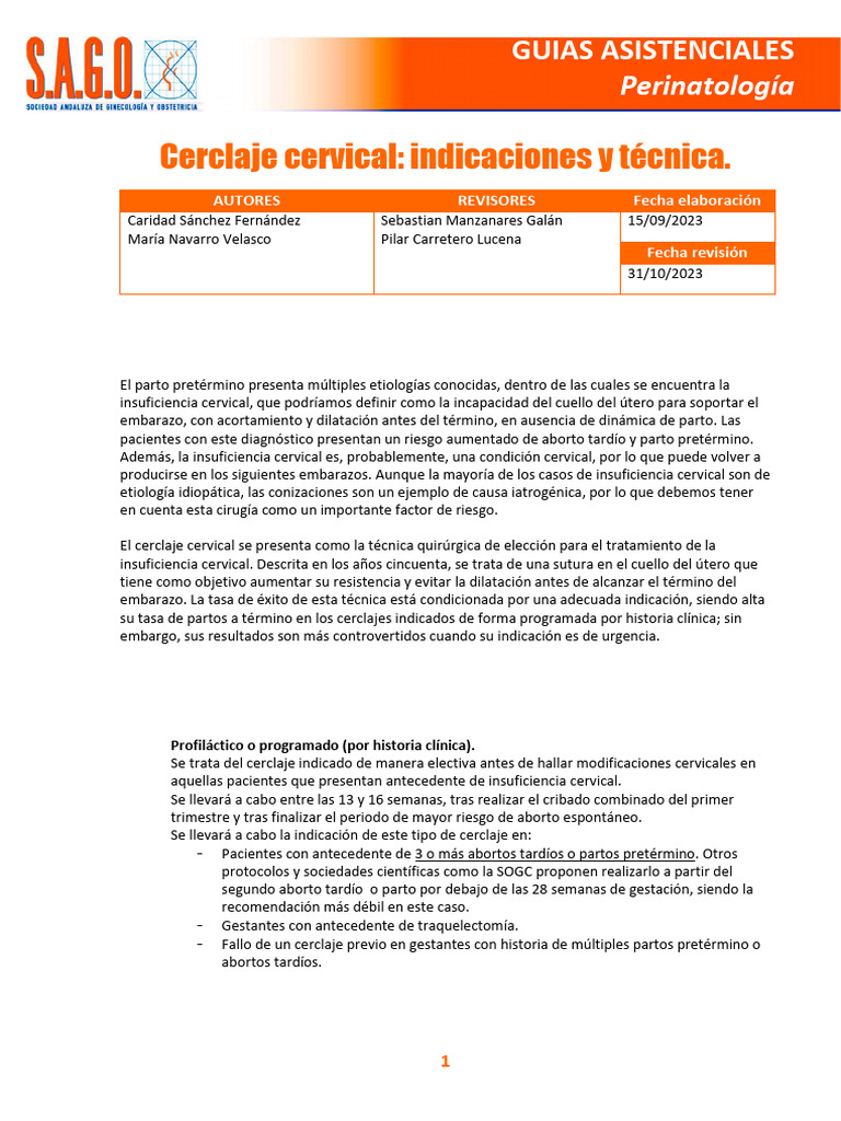 Cerclaje | PDF | Parto prematuro | Parto