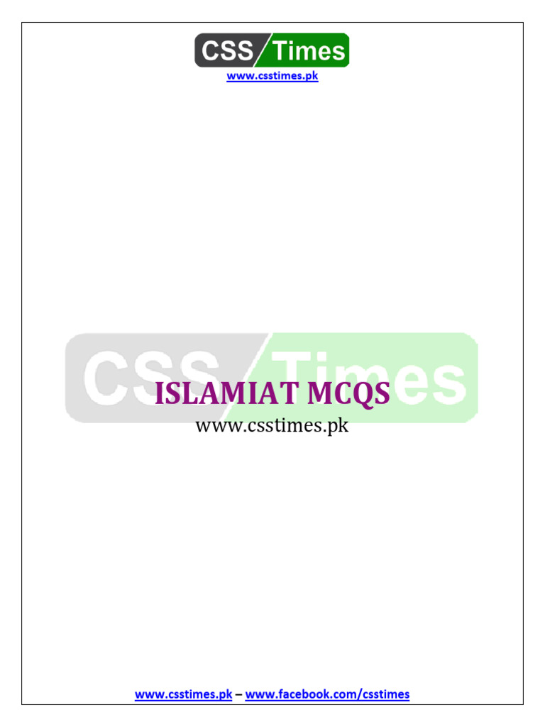 CSS Islamiat MCQs Guide | PDF | Muhammad | Hajj