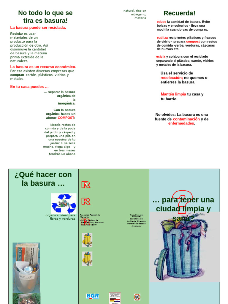 Triptico Basura | PDF | Residuos | Vertedero