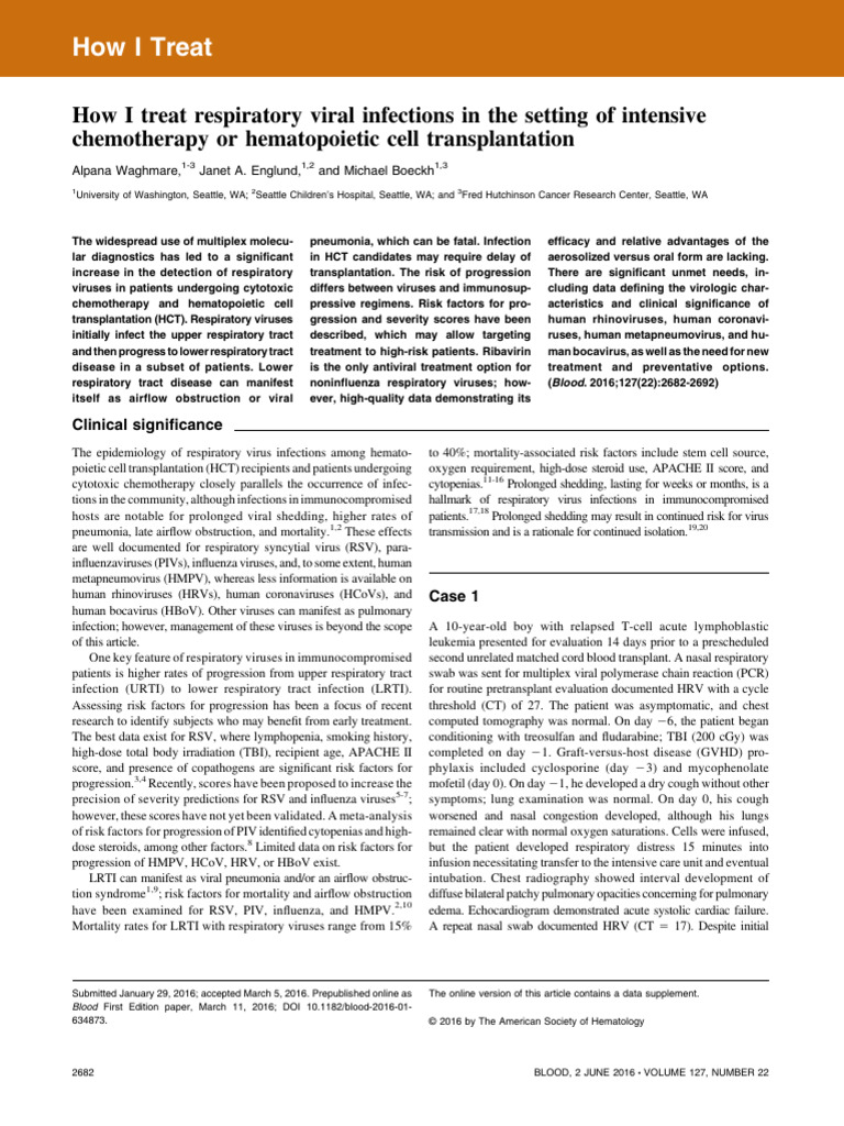 2016_blood_how i Treat Respiratory Viral Infections | PDF | Influenza ...