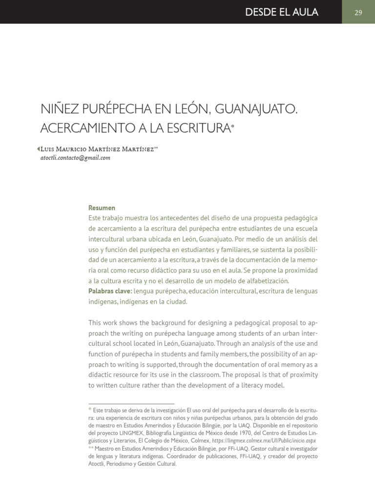 2.3 Rincón de Lectura - Niñez Purépecha.. | PDF | Multilingüismo | Plan ...