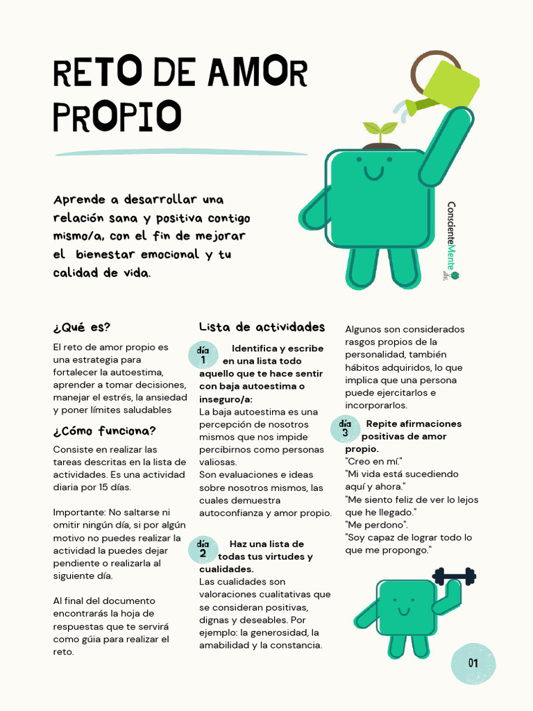 Reto de Amor Propio, ConscienteMente Risaralda | PDF | Autoestima | Amor