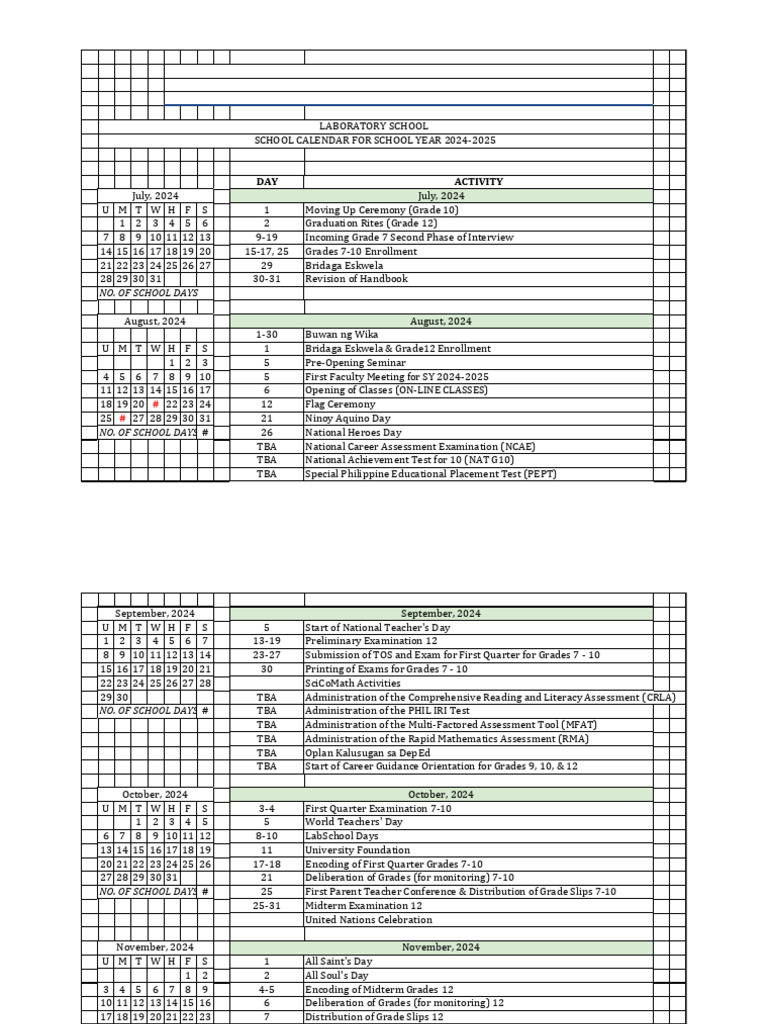 LS - Calendar - 2024-2025 | PDF