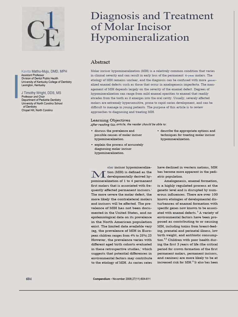 Diagnosis and Treatment of Molar Incisor Hypomineralization-Compressed ...
