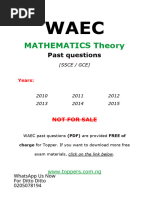 WAEC Mathematics Past Question For 2022 | PDF