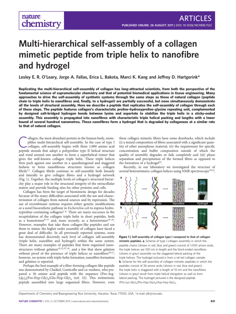 Collagen Mimetic Peptide Assembly | PDF | Alpha Helix | Collagen