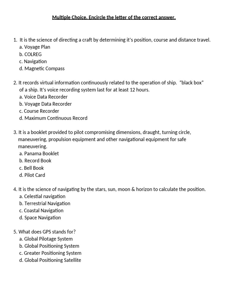 Cadet Exam | PDF | Navigation | Compass