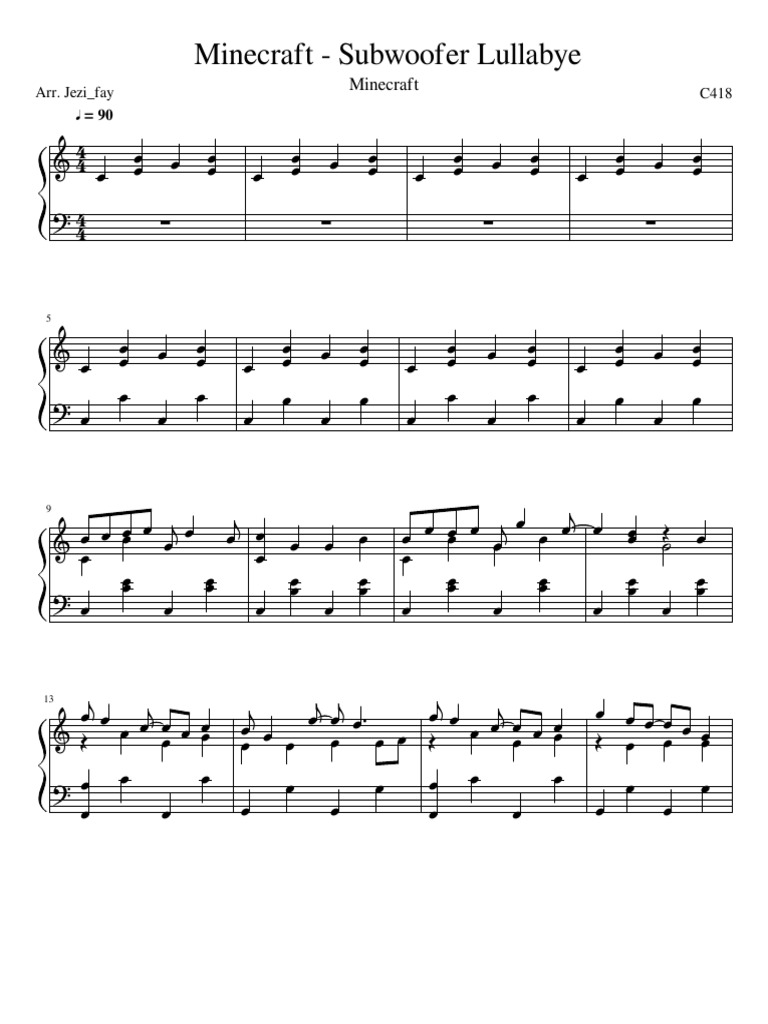 Minecraft - Subwoofer Lullabye - Harp | PDF