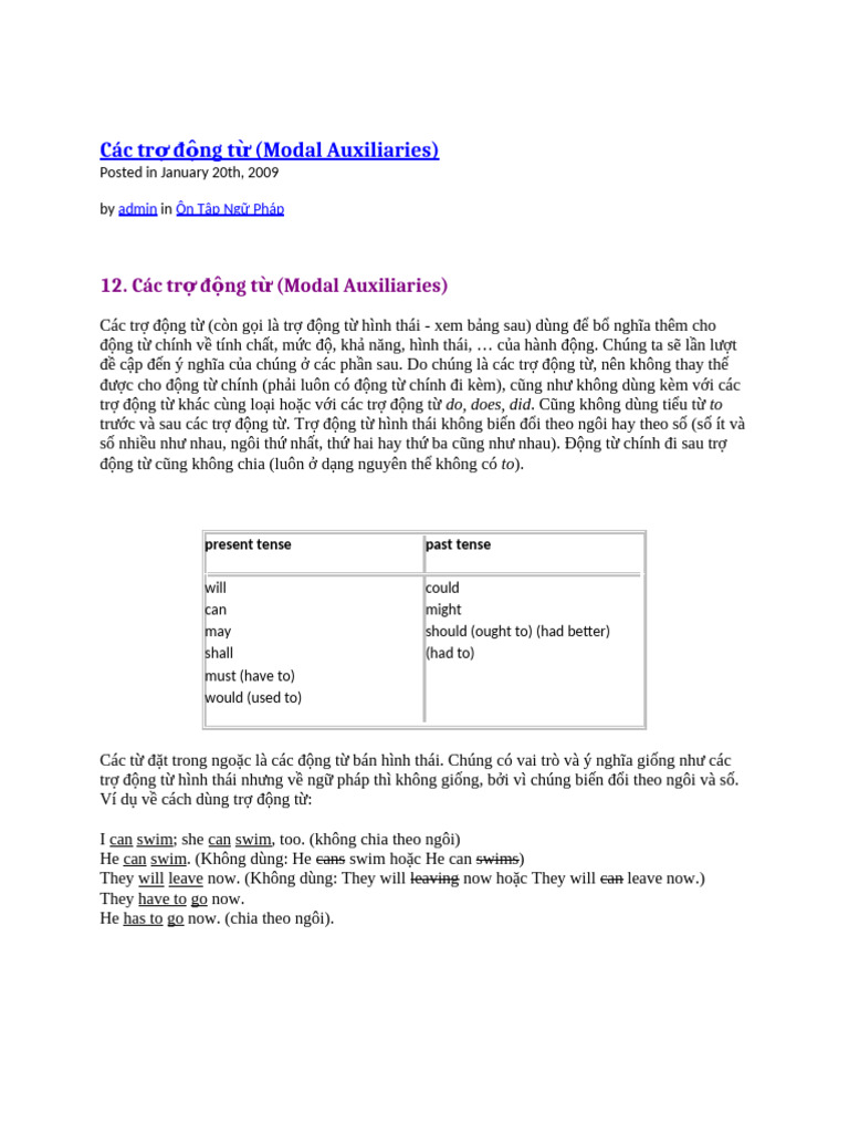 Các TR Đ NG T (Modal Auxiliaries) | PDF