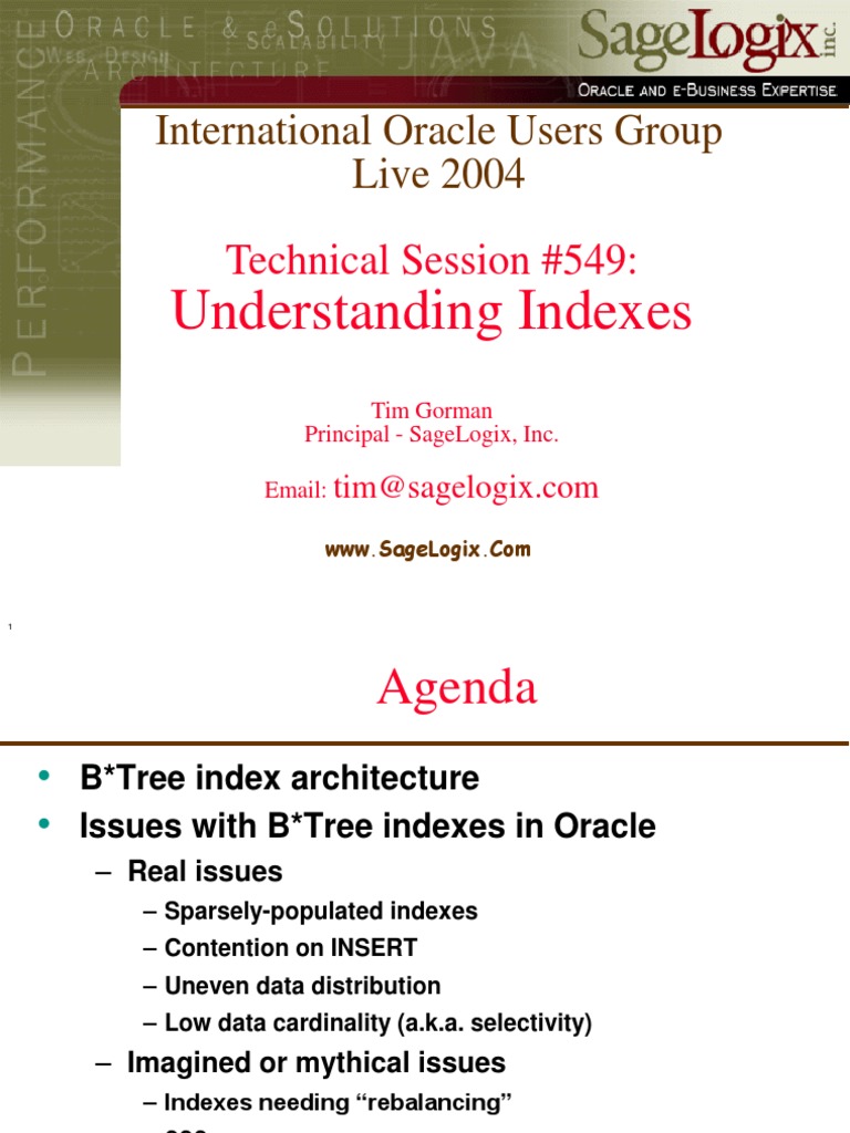 2004 Presentation 549 | PDF | Database Index | Oracle Database
