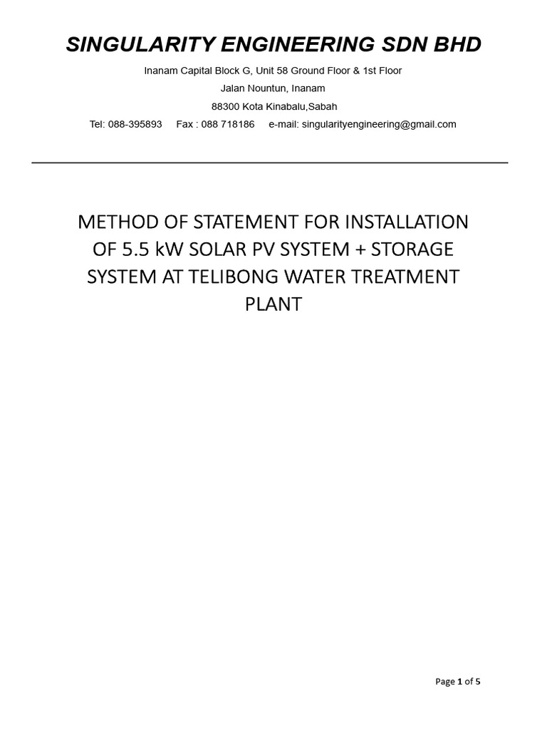 Singularity Jetama Energy Method Statement For Solar Hybrid System ...