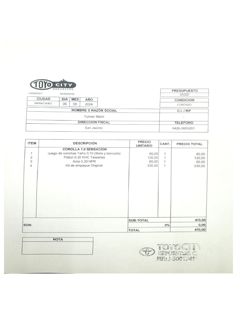 Toyota Sensación | PDF
