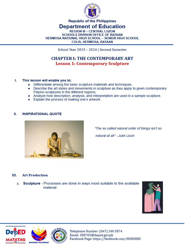 Lesson 8 Handouts | PDF | Sculpture | Casting
