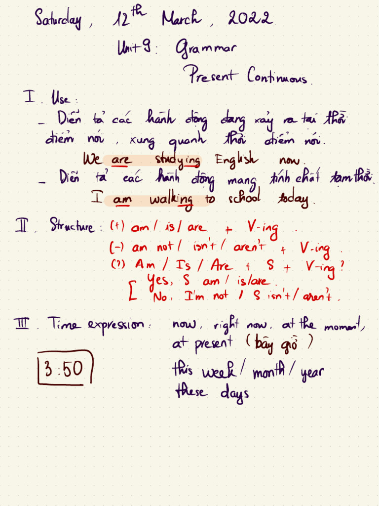 Unit 9 - Lesson 2 - Grammar - Present Continuous PDF | PDF | Linguistics