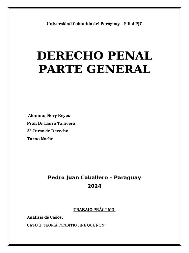 Casos de Penal. Borrador. Matilde | PDF | Homicidio | Intención (Derecho Penal)