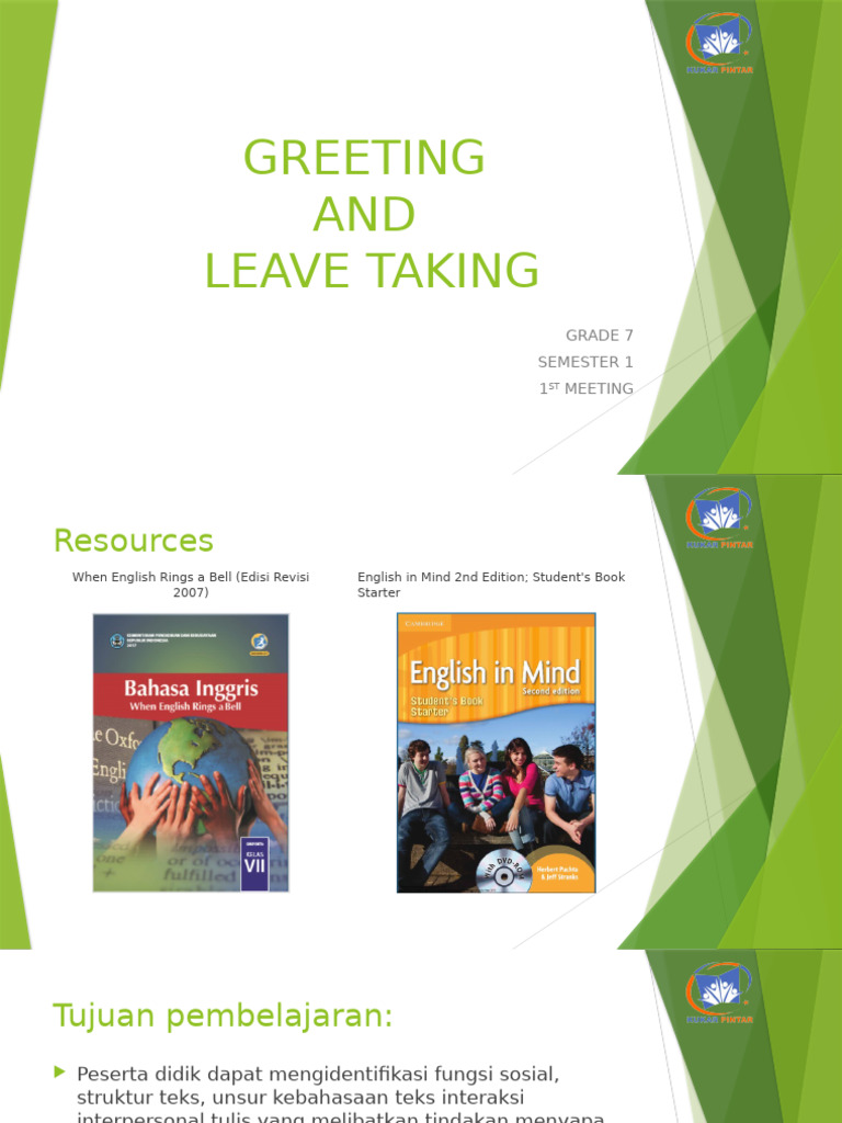 Grade 7 Greeting and Leave Taking Guide | PDF | Language Arts & Discipline