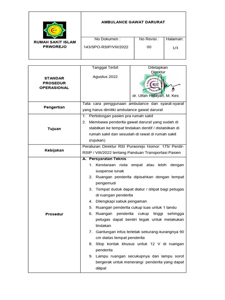SPO AMBULANCE GAWAT DARURAT | PDF