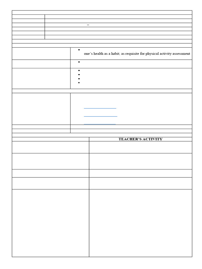 Lesson Plan in Physical Education | PDF | Physical Education | Teachers
