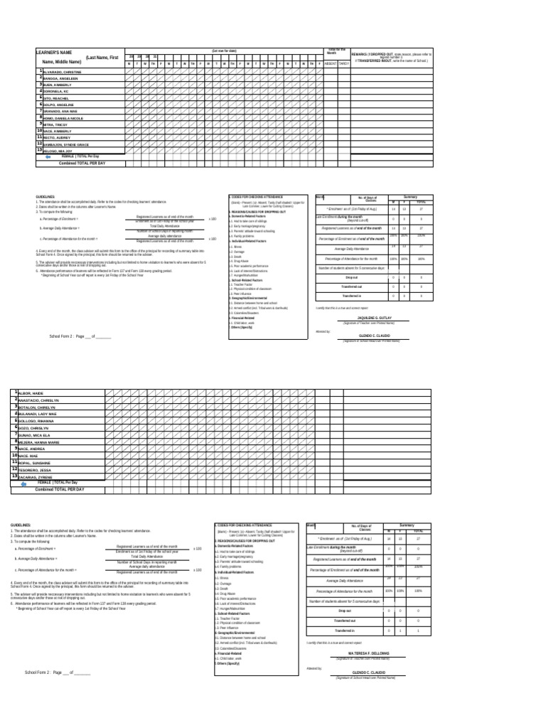 SF2 Grade 10 - Beryl Sy2023-2024 | PDF | Ageing | Childhood