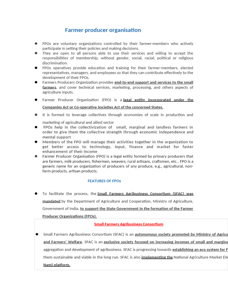 Overview of Farmer Producer Organizations | PDF | Agriculture | Procurement