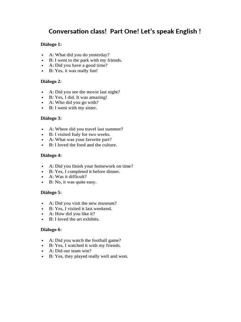 Conversation Class | PDF