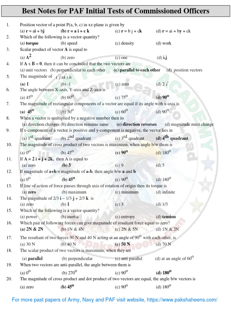 Physics Notes For PAF Officers | PDF | Force | Acceleration