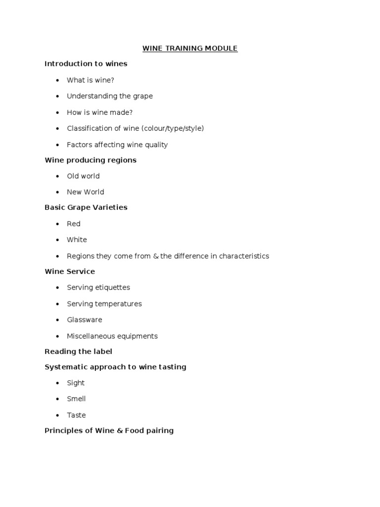 Comprehensive Wine Training Guide | PDF | Cooking, Food & Wine
