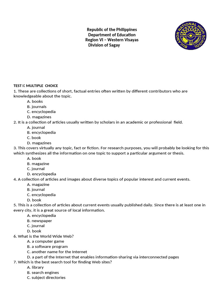English 7 Final Exam | PDF | World Wide Web | Internet & Web
