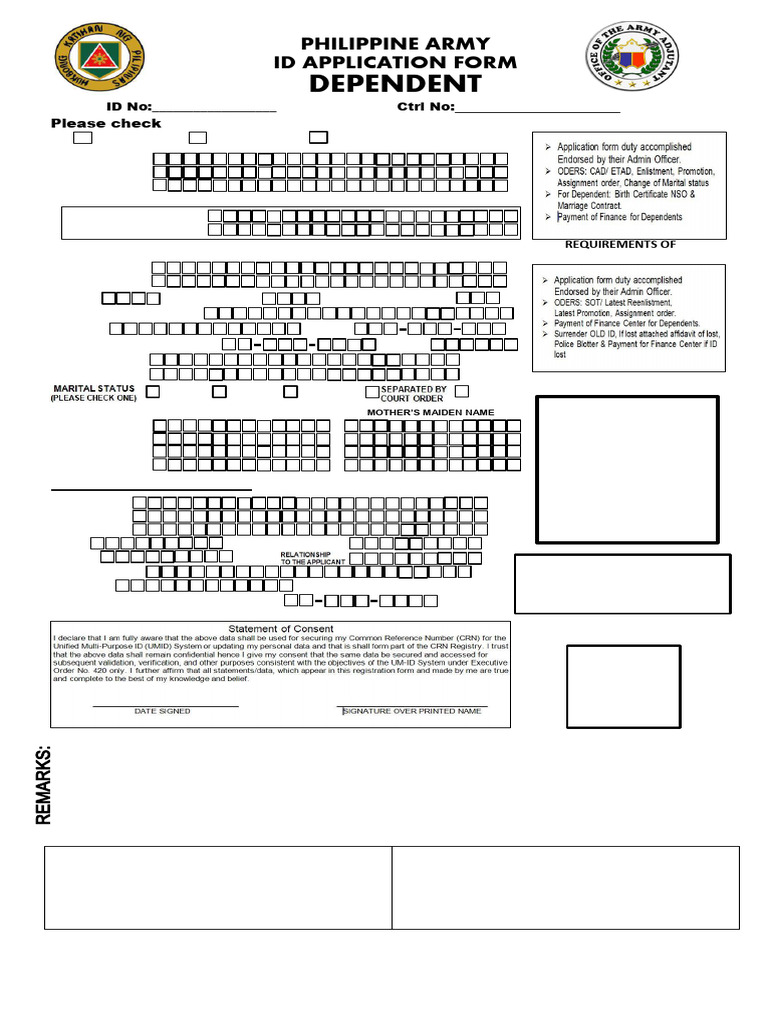 Dependent ID FORM | PDF