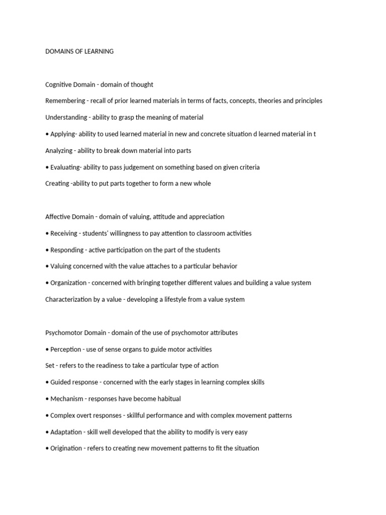 Understanding Learning Domains and Approaches | PDF | Classical ...